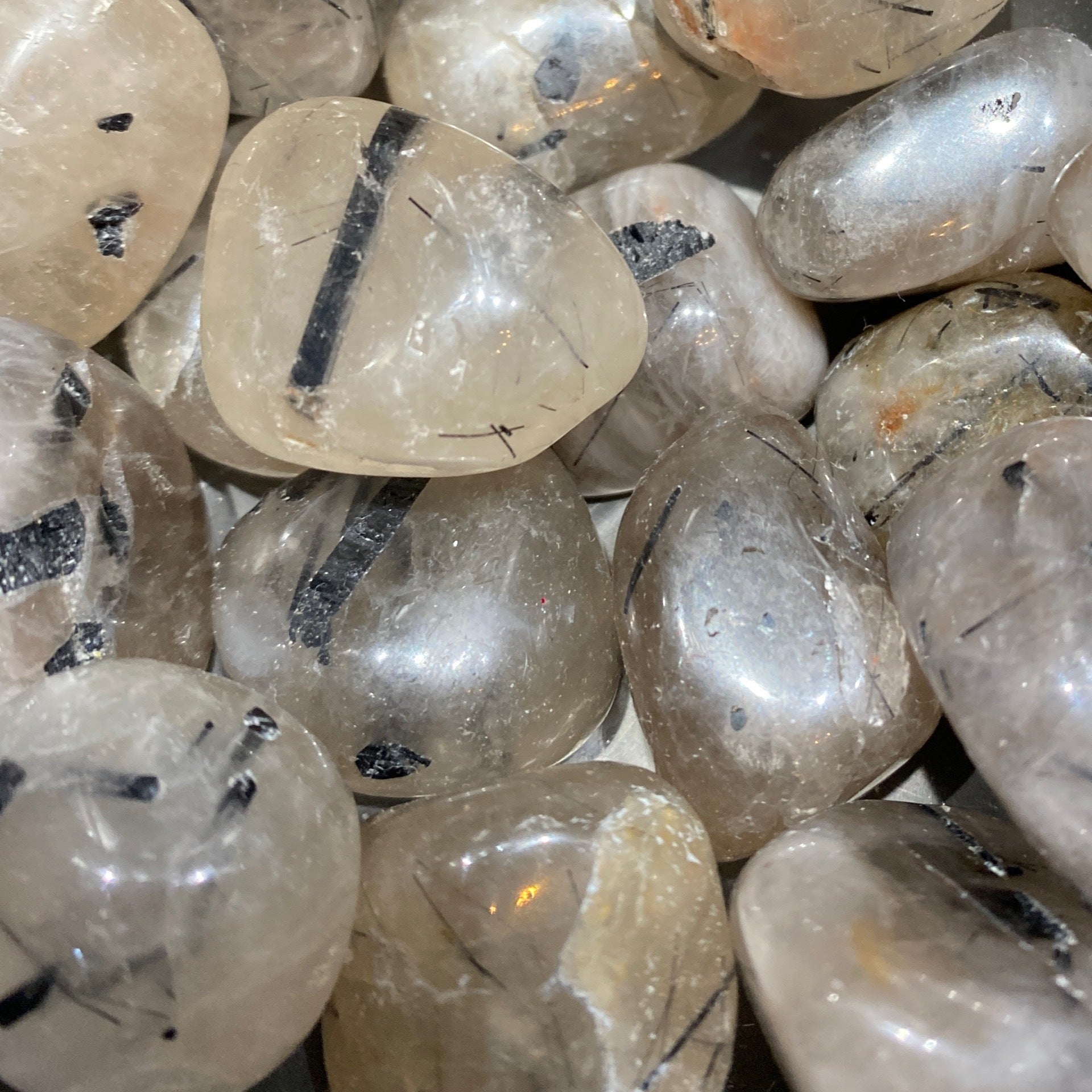 Tourmalined Quartz, Tumbled | Vedic Moons Metaphysical Shoppe Tourmalined Quartz, Tumbled | Vedic Moons Metaphysical Shoppe